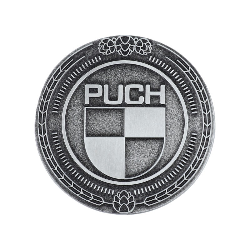 Emblem Sticker Puch Logo Metall Silber 47MM - JMPB Teile