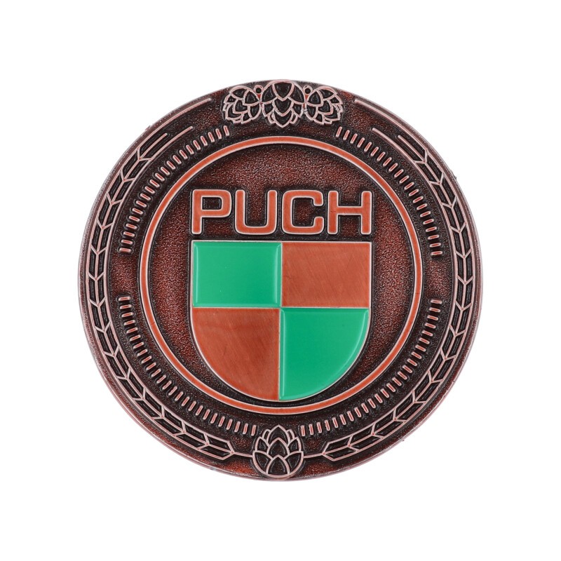 Emblem Sticker Puch Logo Metall Bronze/Grün 47MM - JMPB Teile